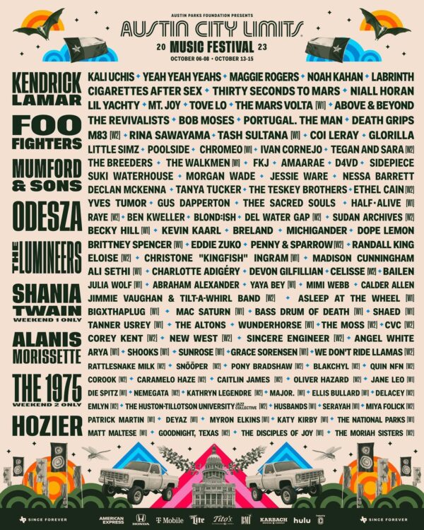 Austin City Limits Unveils 2023 Lineup Ft ODESZA Kendrick Lamar Foo Austin City Limits Unveils 2023 Lineup Ft ODESZA Kendrick Lamar Foo